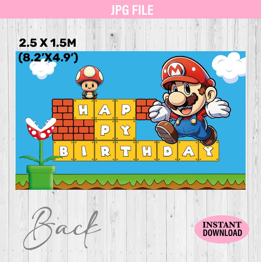 MARIO Wall Backdrop 4 | Birthday Party Super Mario Backdrop | Custom ...