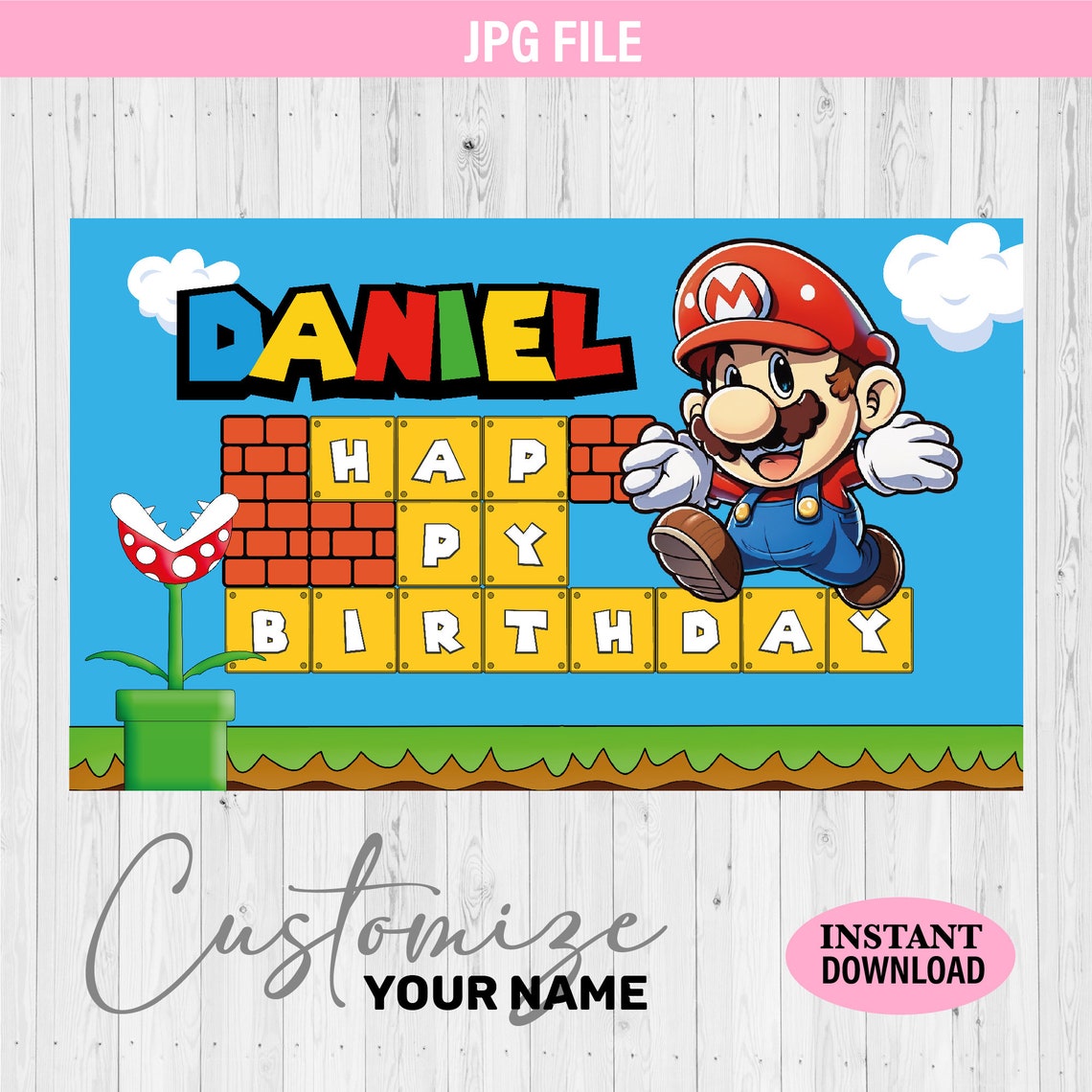 MARIO Wall Backdrop 4 | Birthday Party Super Mario Backdrop | Custom ...