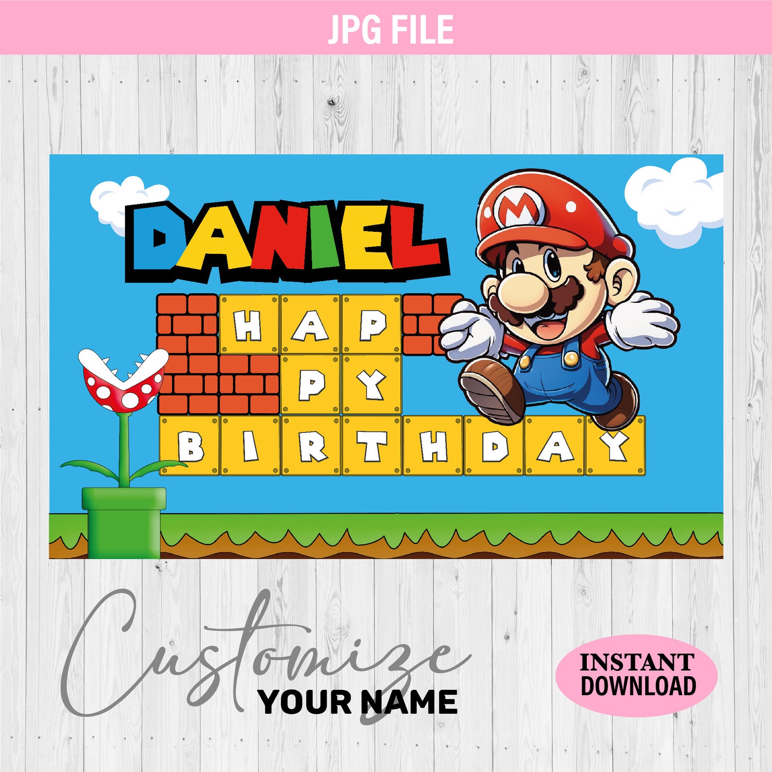 MARIO Wall Backdrop 4 | Birthday Party Super Mario Backdrop | Custom ...