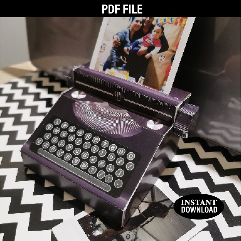 Typewriter Box Template | Wednesday | Portrait Holder | Download Print ...
