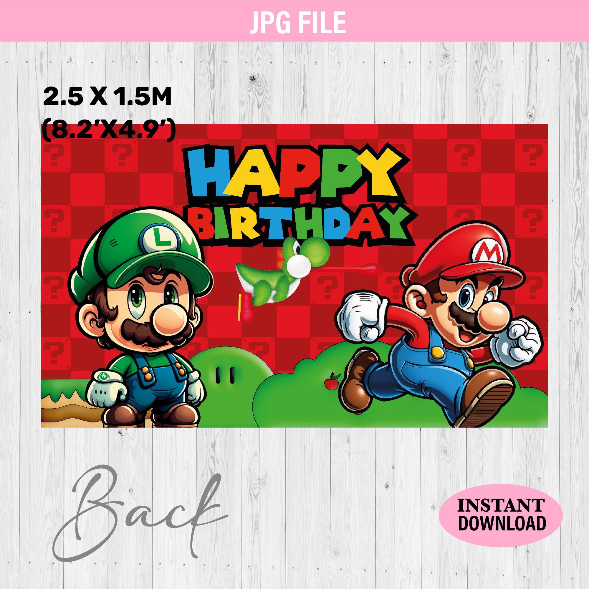 MARIO Wall Backdrop Birthday Party Super Mario Backdrop Custom Backdrop ...