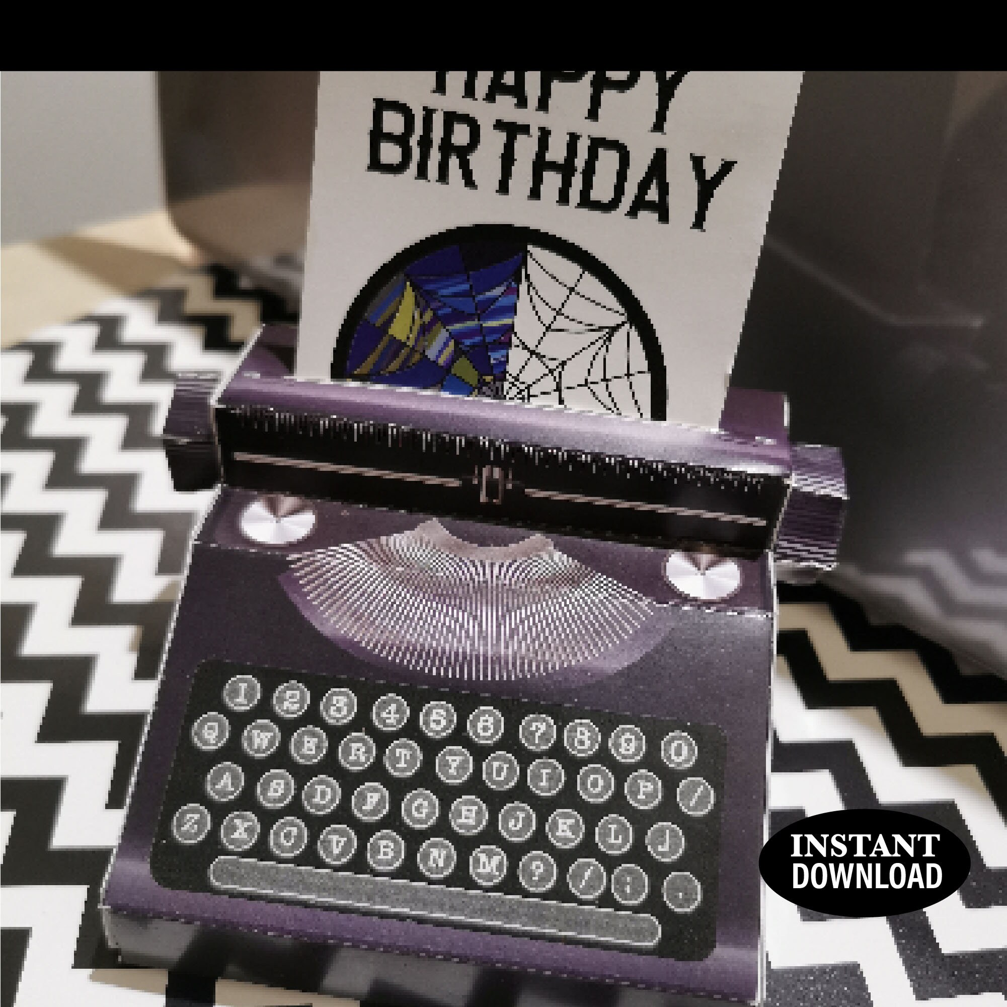 Typewriter Box Template SVG Y PNG for Cricut | Wednesday | Portrait ...