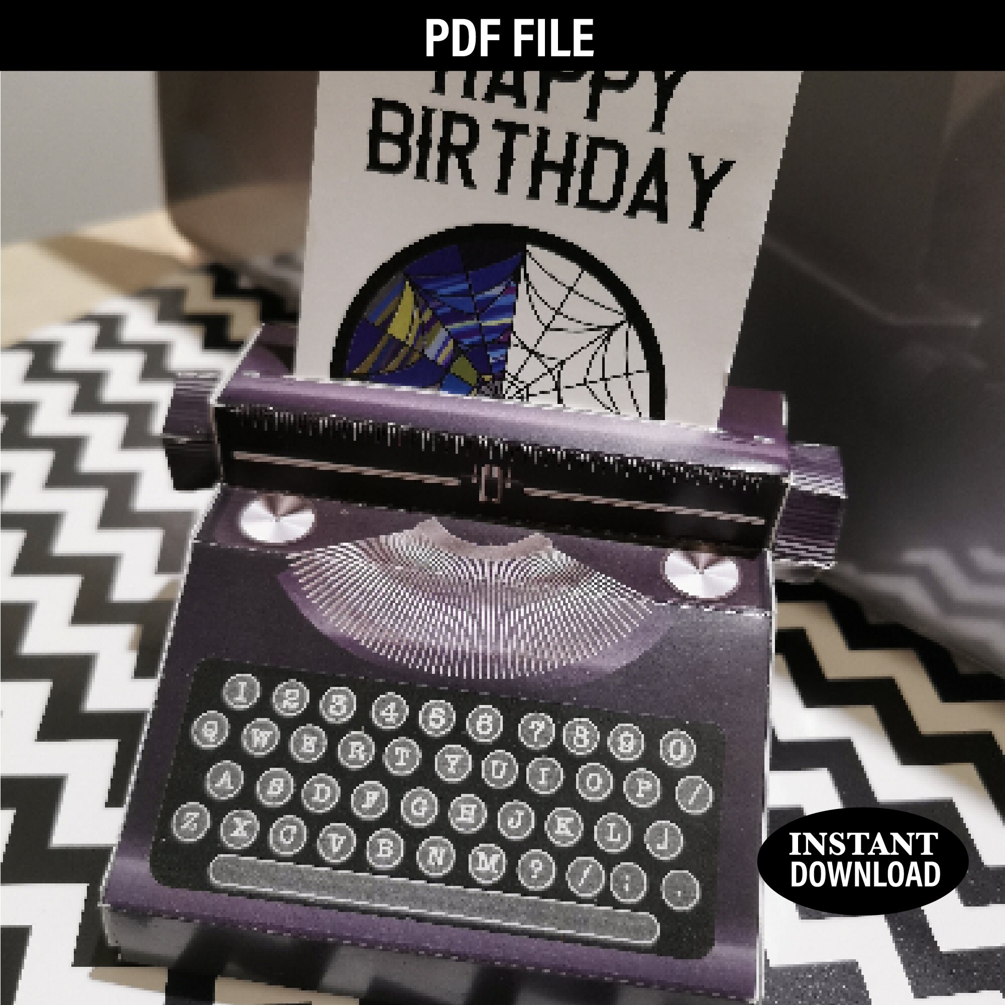 Typewriter Box Template | Wednesday | Portrait Holder | Download Print ...