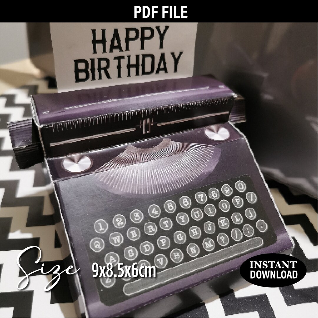 Typewriter Box Template | Wednesday | Portrait Holder | Download Print ...