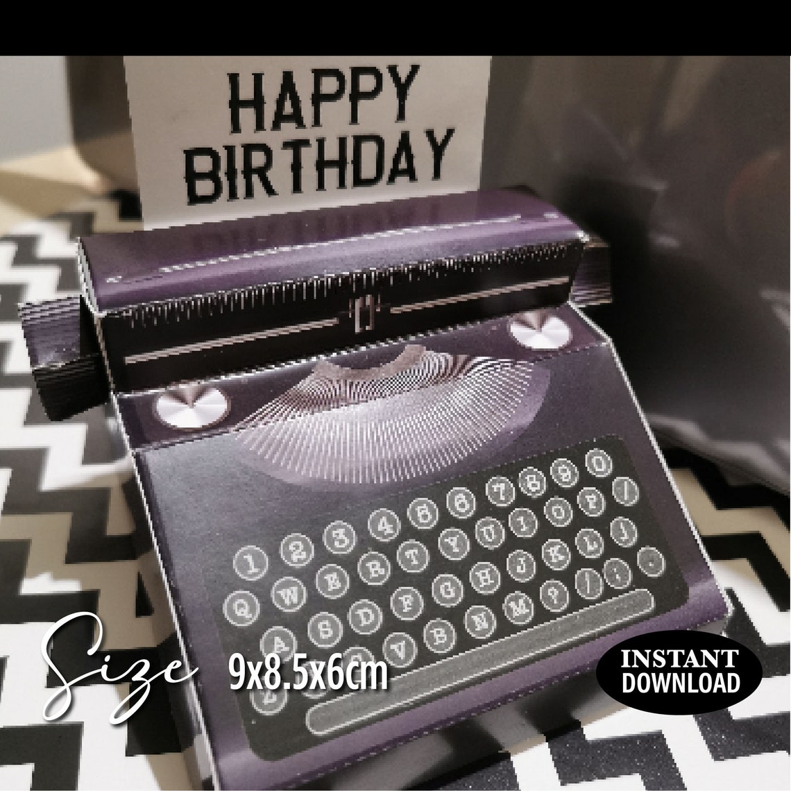 Typewriter Box Template SVG Y PNG for Cricut | Wednesday | Portrait ...