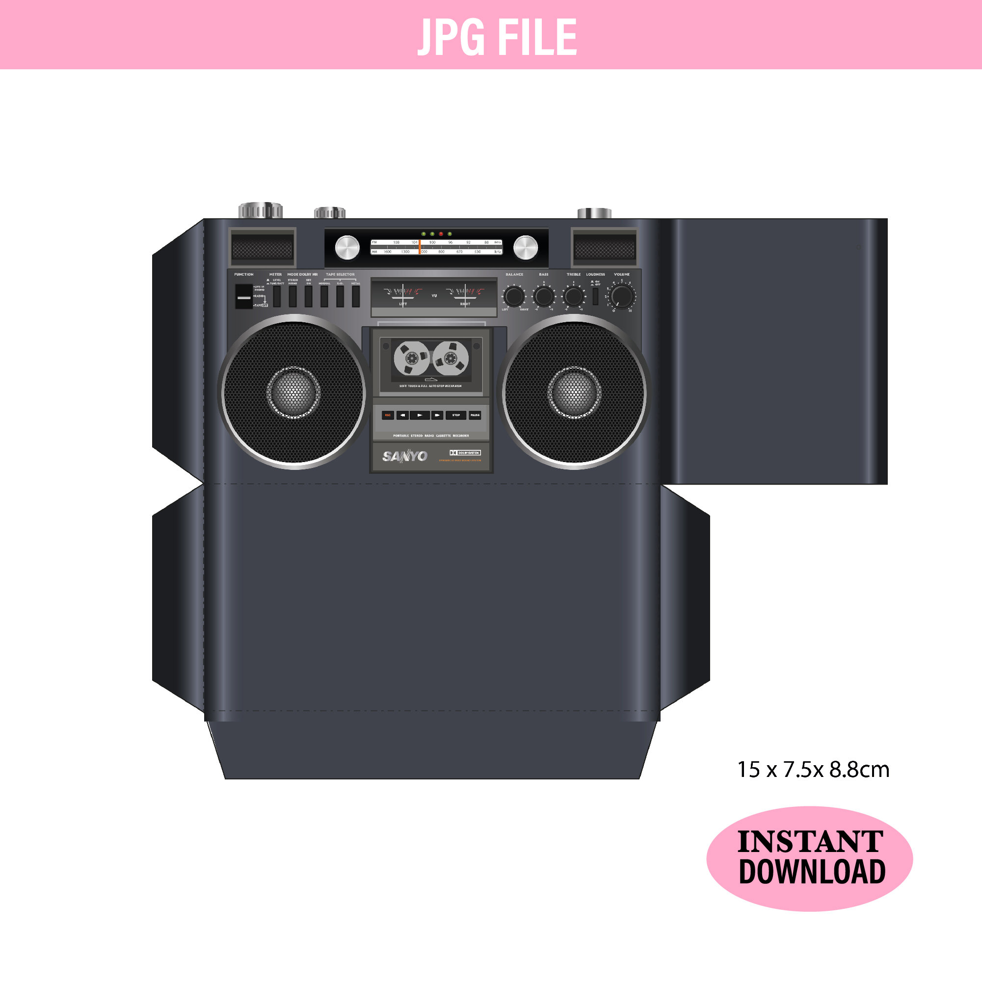 Radio Estereo Boombox - Favor Boxes - Portable Stereo - Instant ...