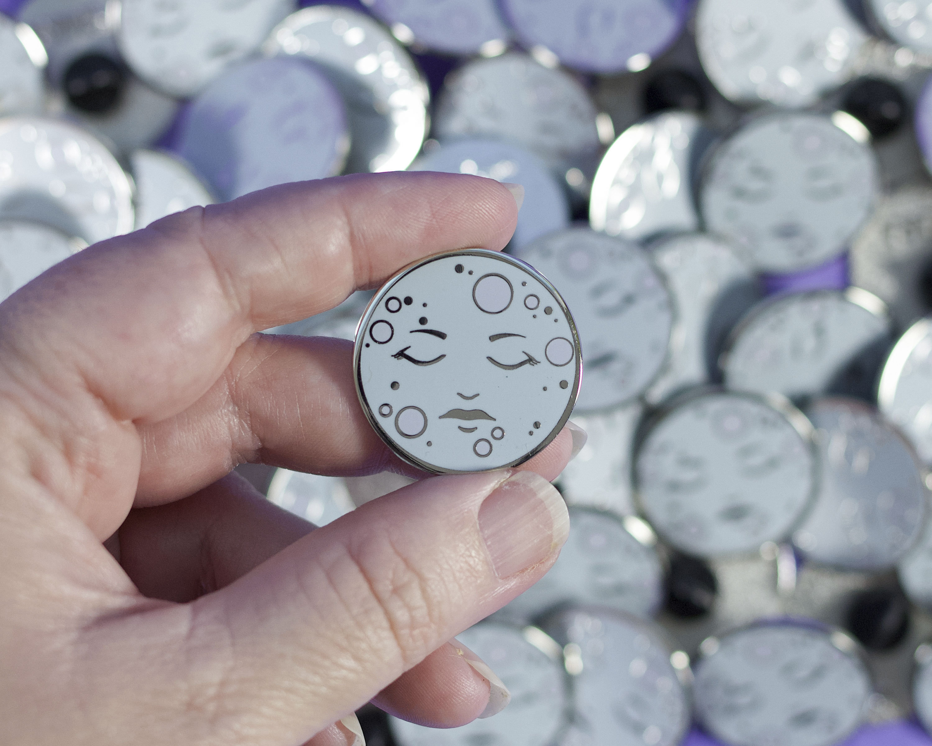 Full Moon Silver Enamel Pin - Etsy