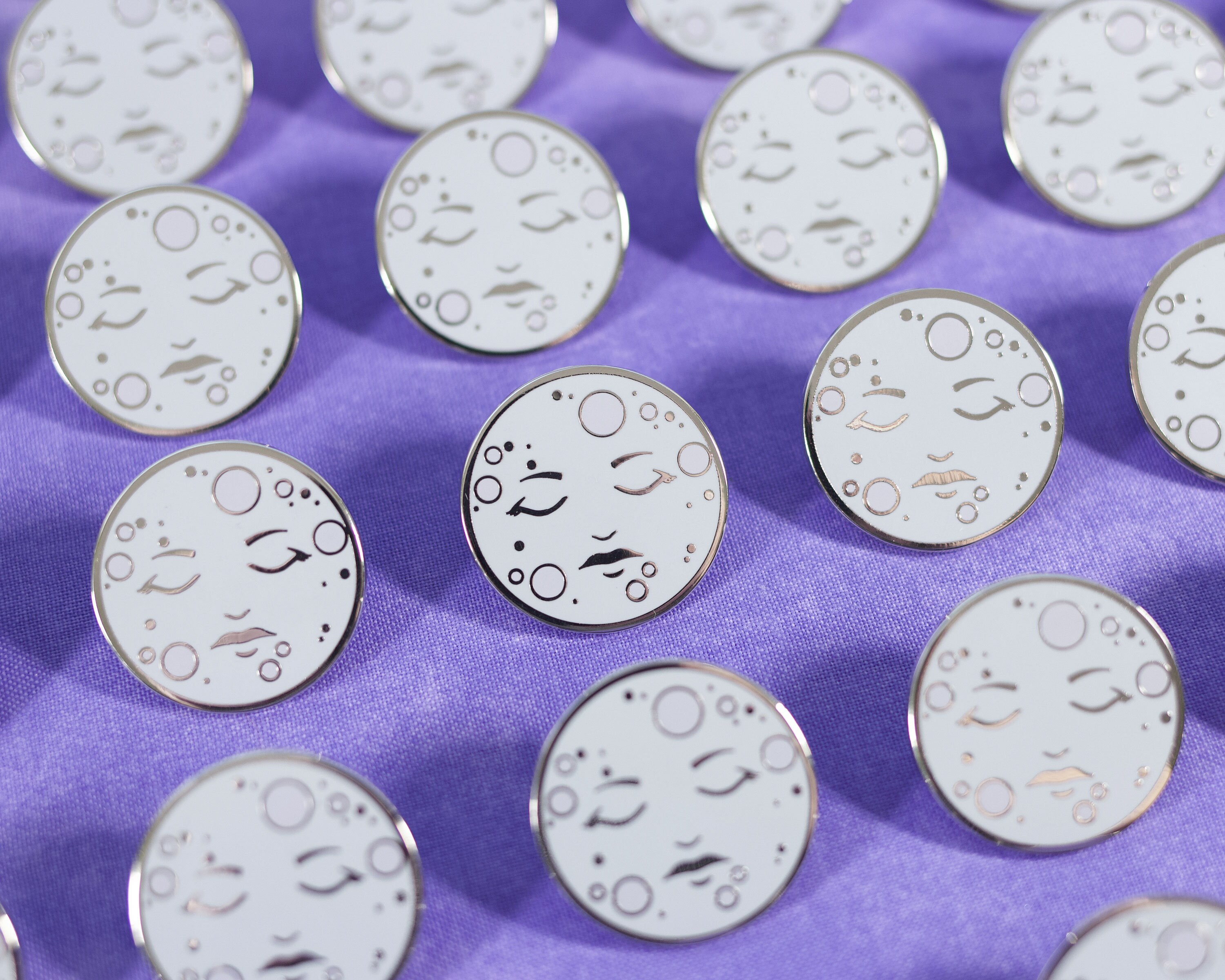 Full Moon Silver Enamel Pin - Etsy