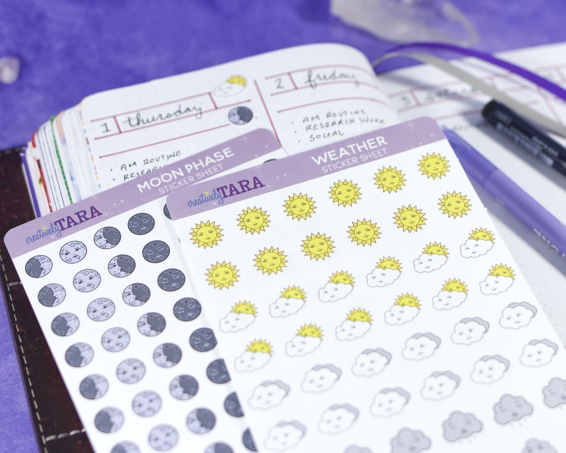 Weather Planner Bullet Journal Paper Sticker Sheet | Etsy