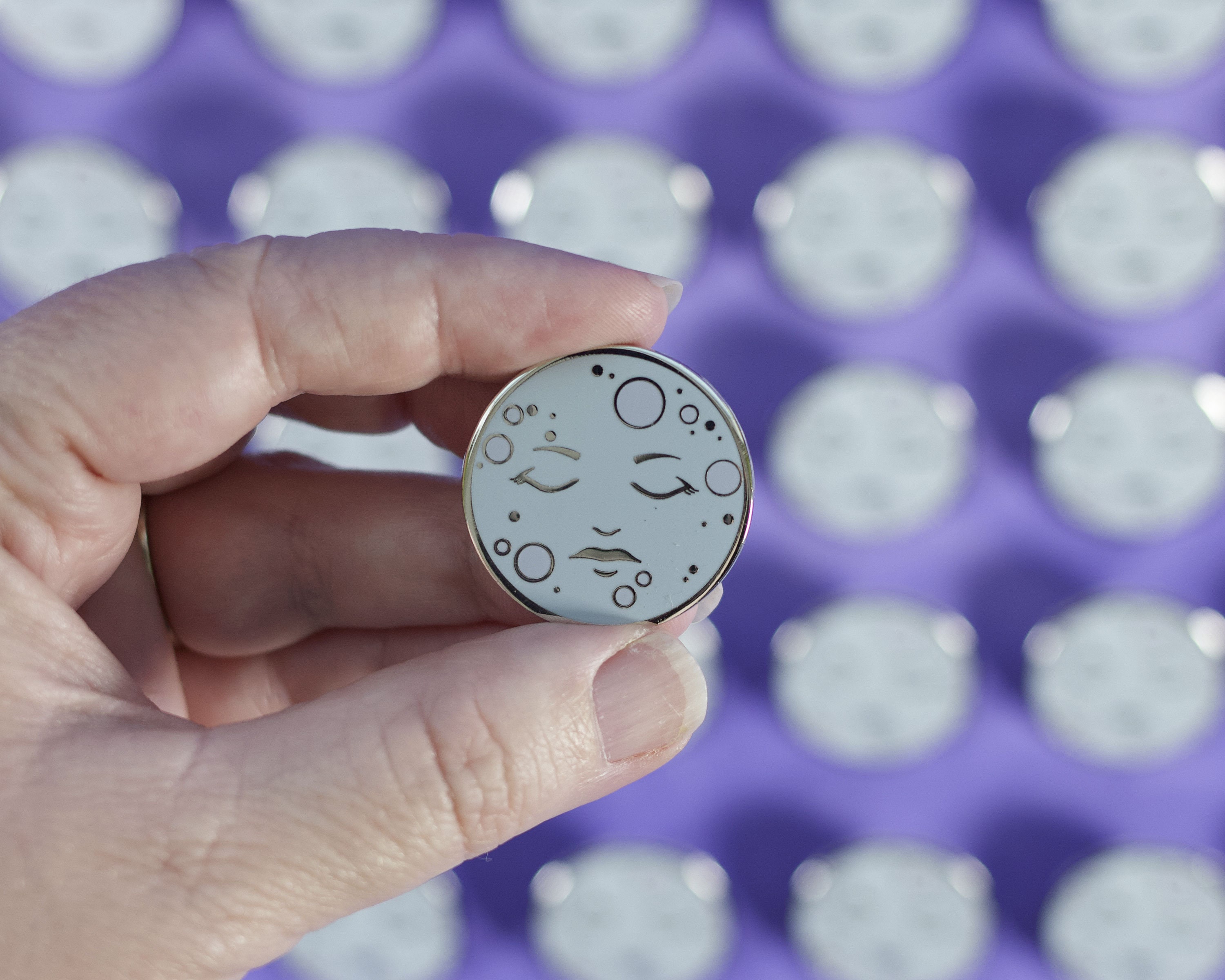 Full Moon Silver Enamel Pin - Etsy