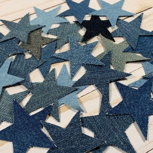 25 Denim Stars Small 2 Blue Jean Stars Quilting Hand Cut Patchwork ...