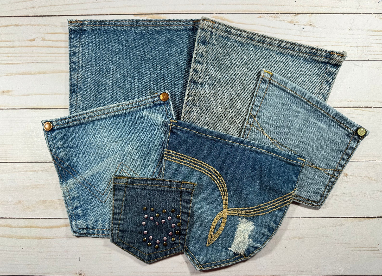 5 Distressed Denim Pockets: Ripped & Stained, Repurposed Craft Supplies ...