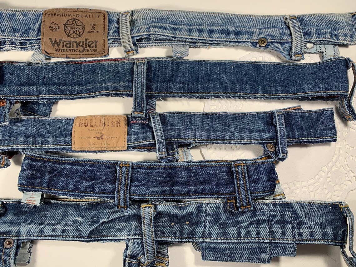 4 Denim Waist Bands Blue Jean Band Pieces Crafting Hand Cut - Etsy ...