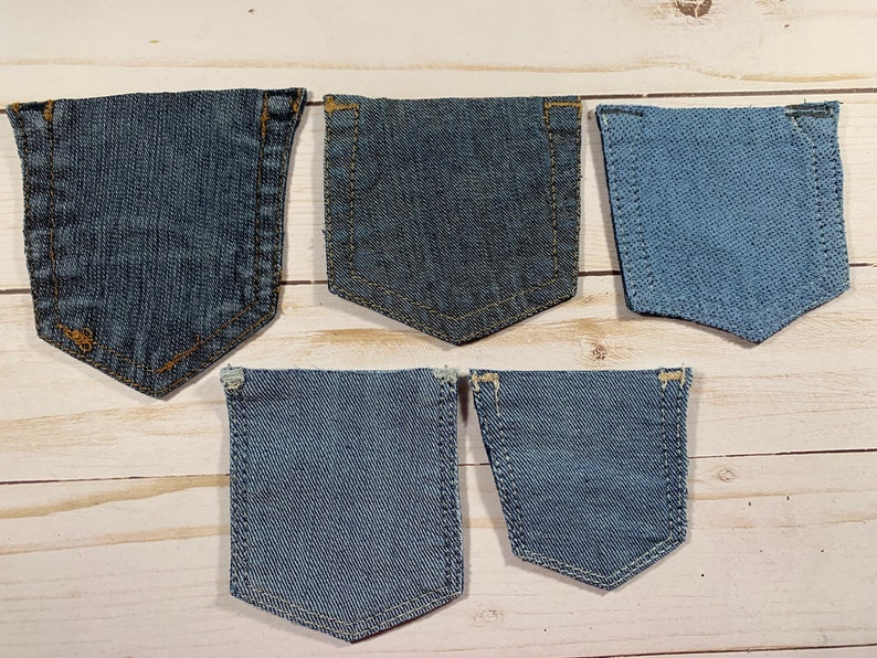 Small Denim Pockets: Blue Jean Repurposed Craft Set of 5 - Etsy
