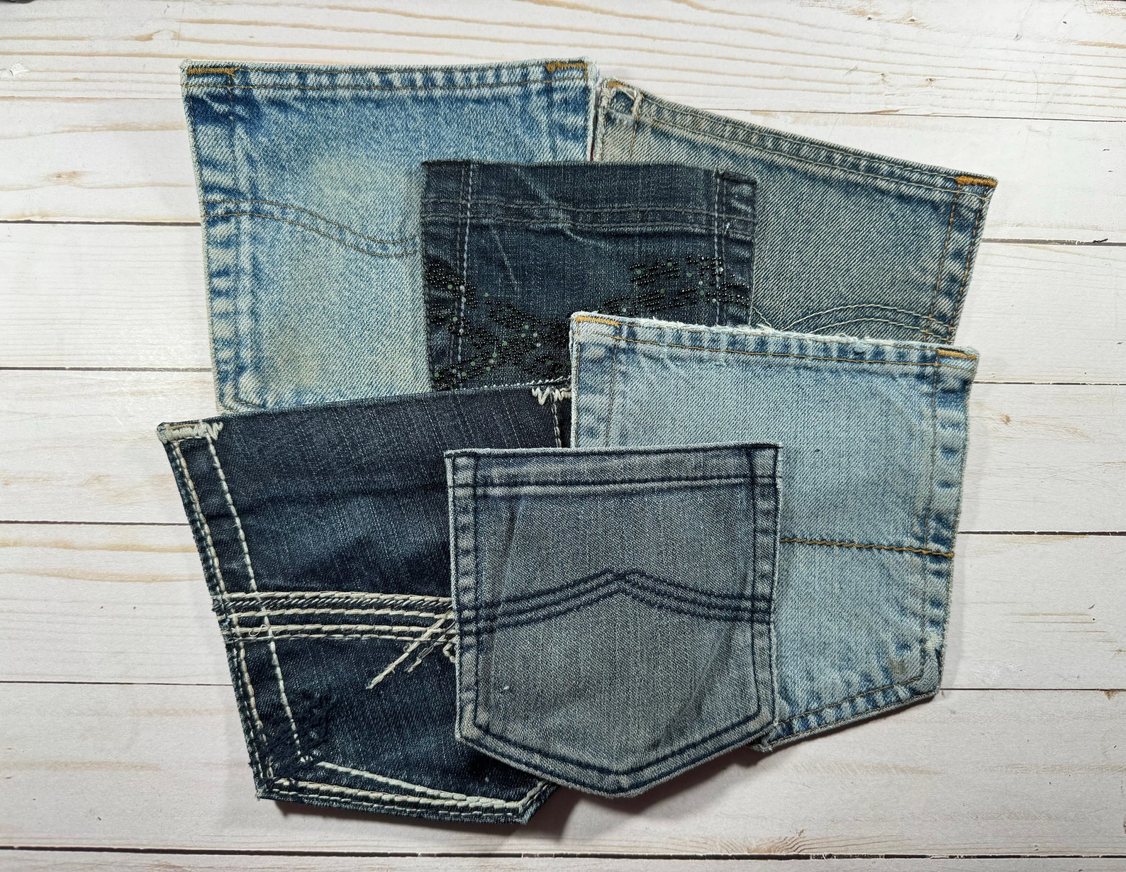 5 Distressed Denim Pockets: Ripped & Stained, Repurposed Craft Supplies ...