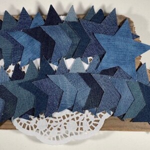 25 Denim Stars BLUE and BLACK Combination of Sizes Jean Quilt Stars ...