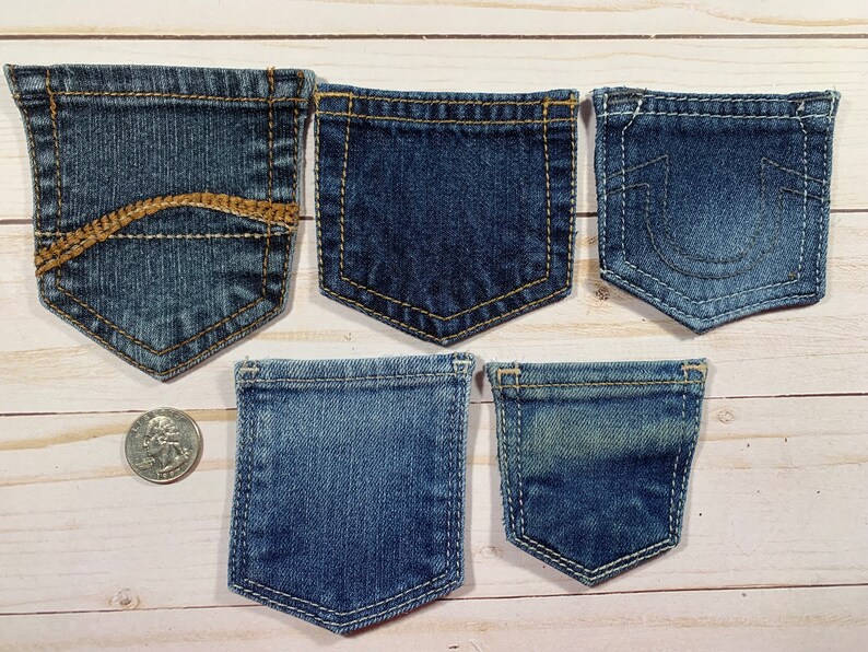 Small Denim Pockets: Blue Jean Repurposed Craft Set of 5 - Etsy
