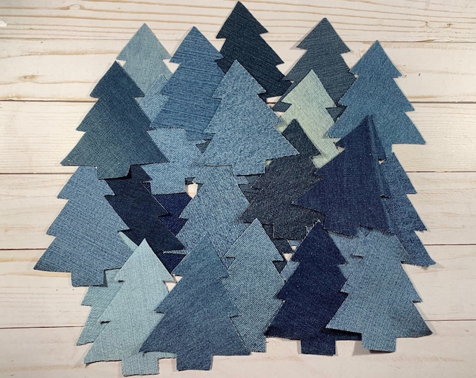 Custom Upcycled Denim Seam Tree Decor Scrap Jeans Christmas Mini Tree ...