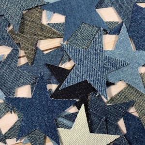25 Denim Stars BLUE and BLACK Combination of Sizes Jean Quilt Stars ...
