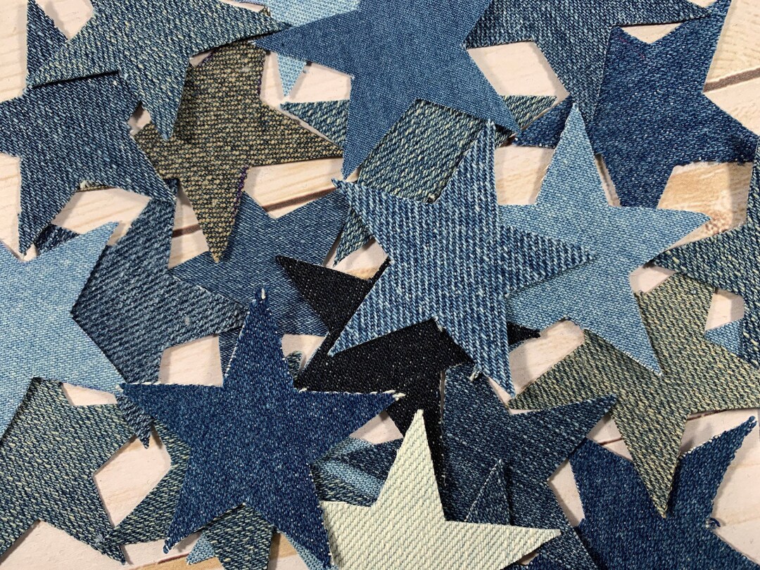 25 Denim Stars Small 2 Blue Jean Stars Quilting Hand Cut - Etsy