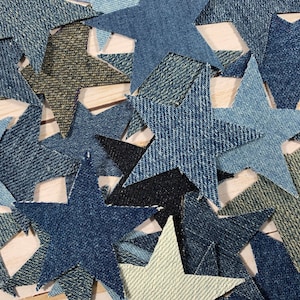 25 Denim Stars Small 2 Blue Jean Stars Quilting Hand Cut Patchwork ...