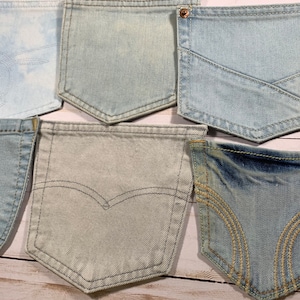 6 Denim Pockets Faded Assorted Small Medium Large Size Set of - Etsy