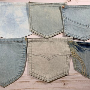 6 Denim Pockets Faded Assorted Small Medium Large Size Set of - Etsy