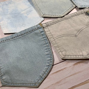 6 Denim Pockets Faded Assorted Small Medium Large Size Set of - Etsy