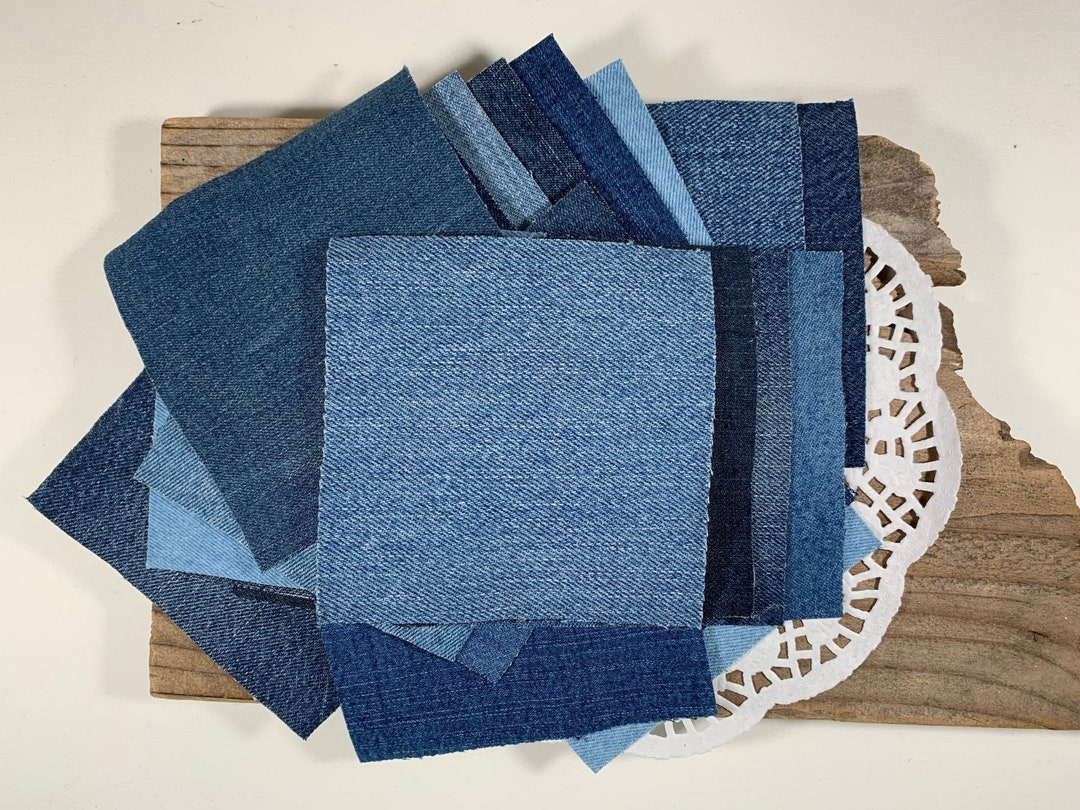 20 - 4 1/2” Denim Squares BLUE Jean Quilt Squares Quilting Hand Cut ...