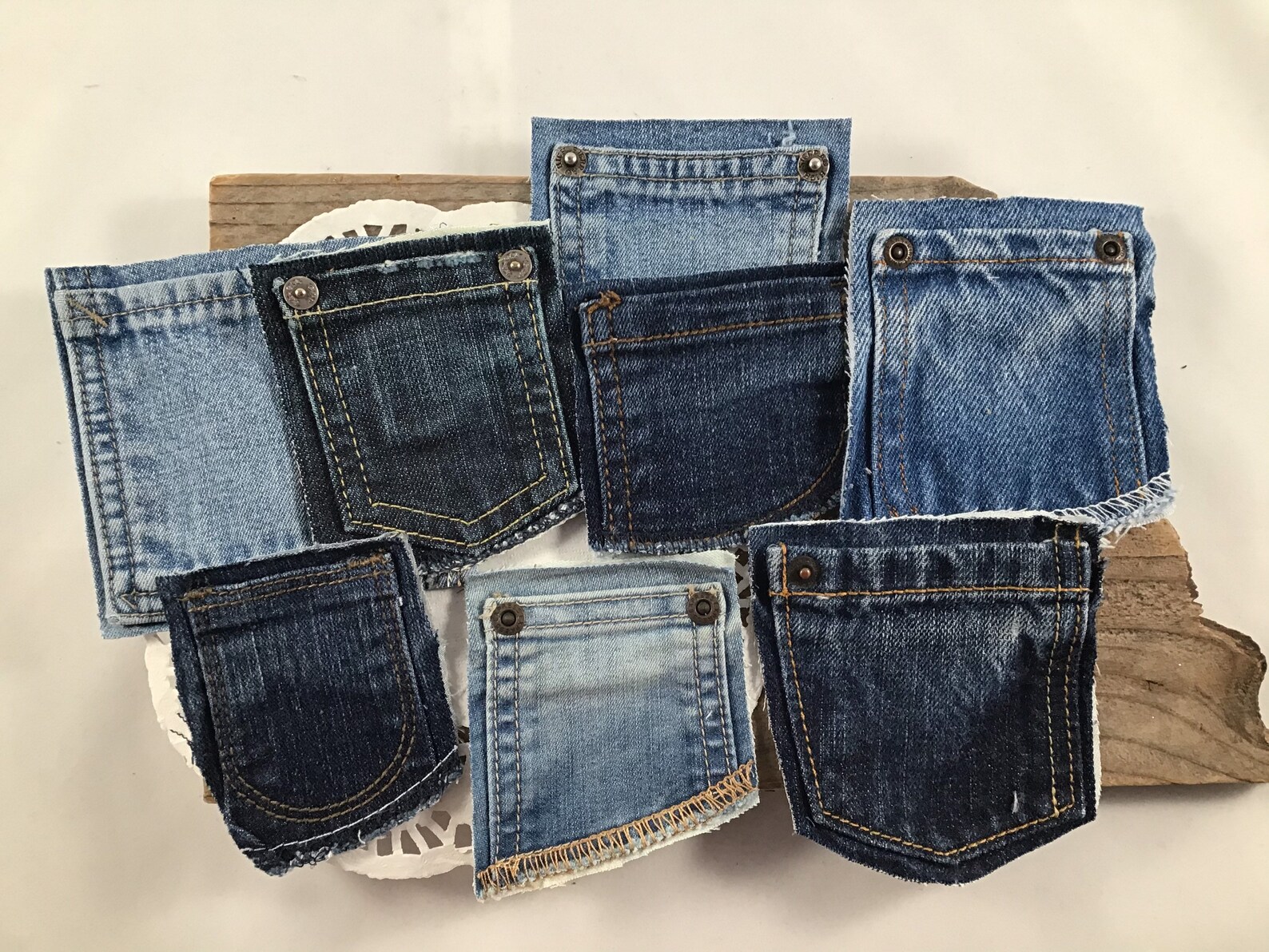 Small Denim Pockets: Assorted Repurposed Blue Jean Coin Pockets - Set ...