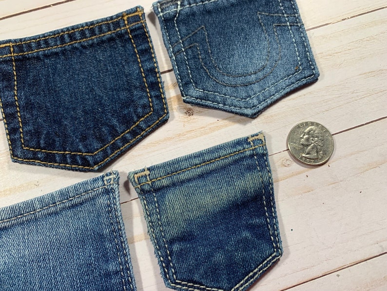 Small Denim Pockets: Blue Jean Repurposed Craft Set of 5 - Etsy