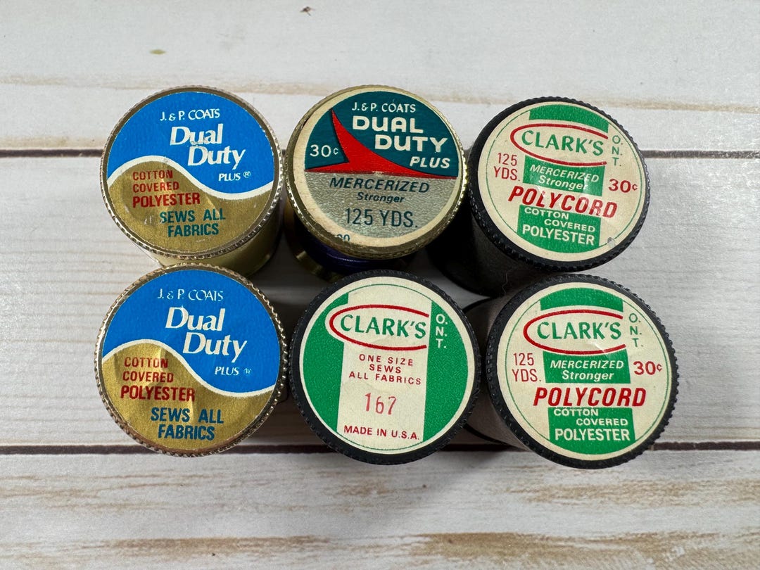 6 Thread Spools Assorted Spools Plastic Spools J and P Coats and Clark ...