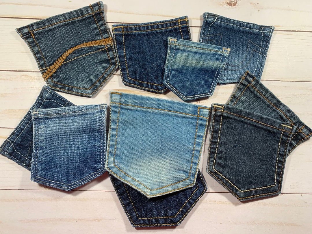 Small Denim Pockets: Blue Jean Repurposed Craft Set of 5 - Etsy