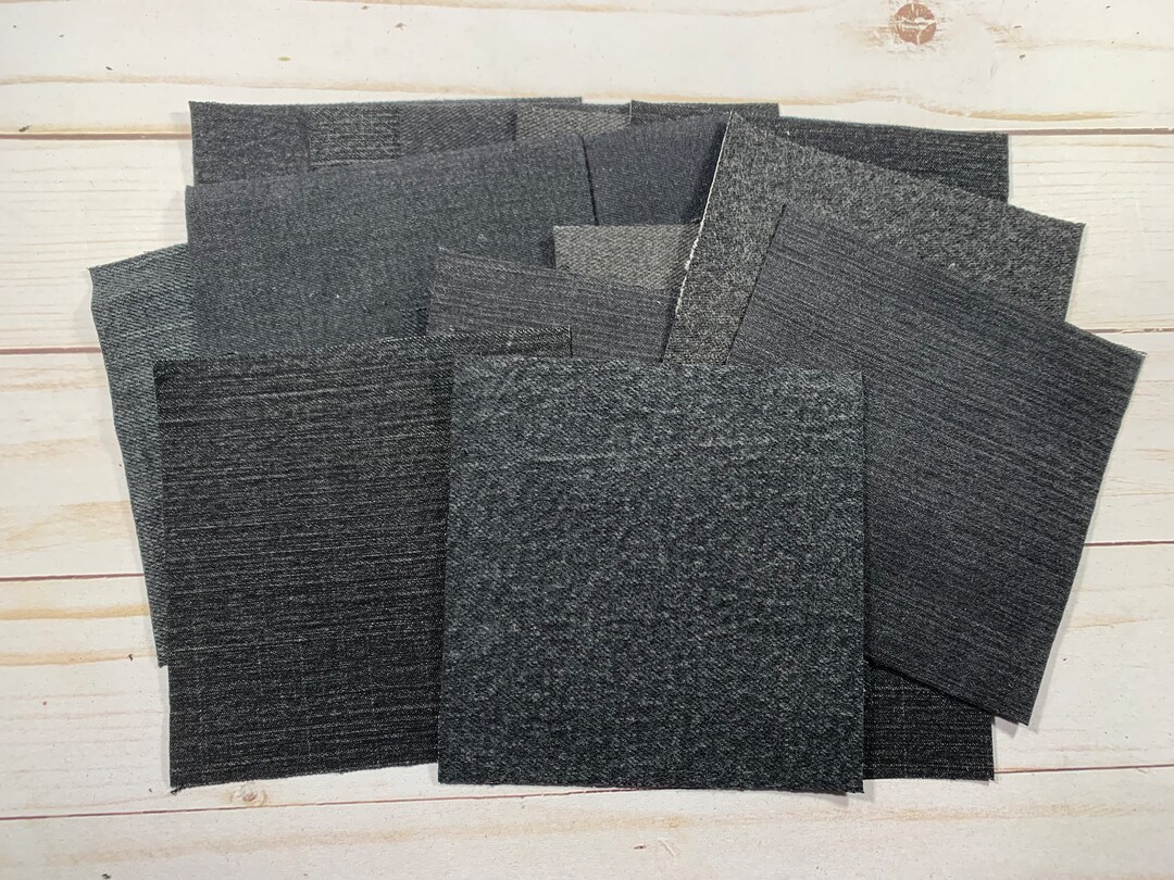 20 Black/gray Denim Squares: 4.5" Hand Cut Jean Patchwork - Etsy
