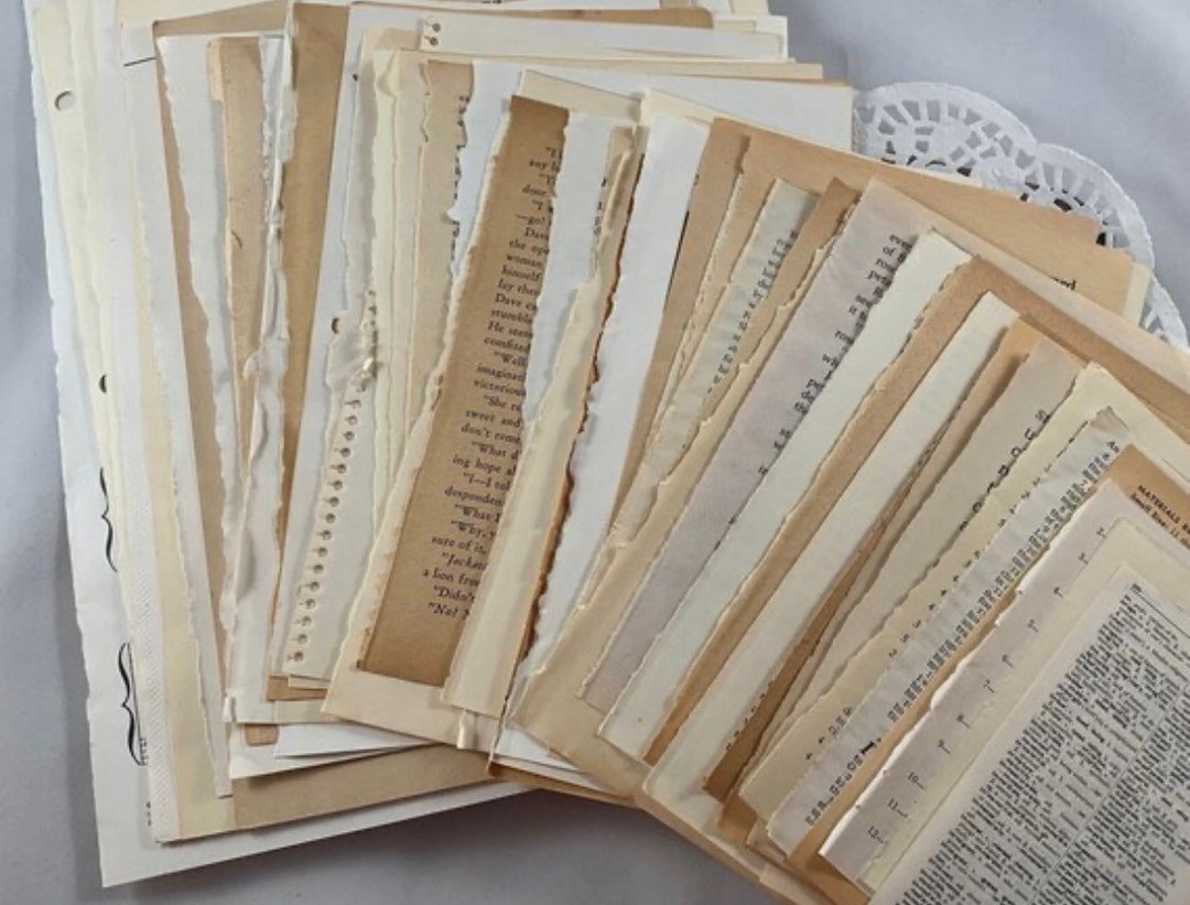 50 Vintage Book Pages Paper Assorted Sizes Ephemera Vintage Paper ...