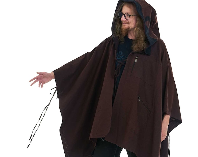 Mens Wizard Poncho in Brown - Etsy