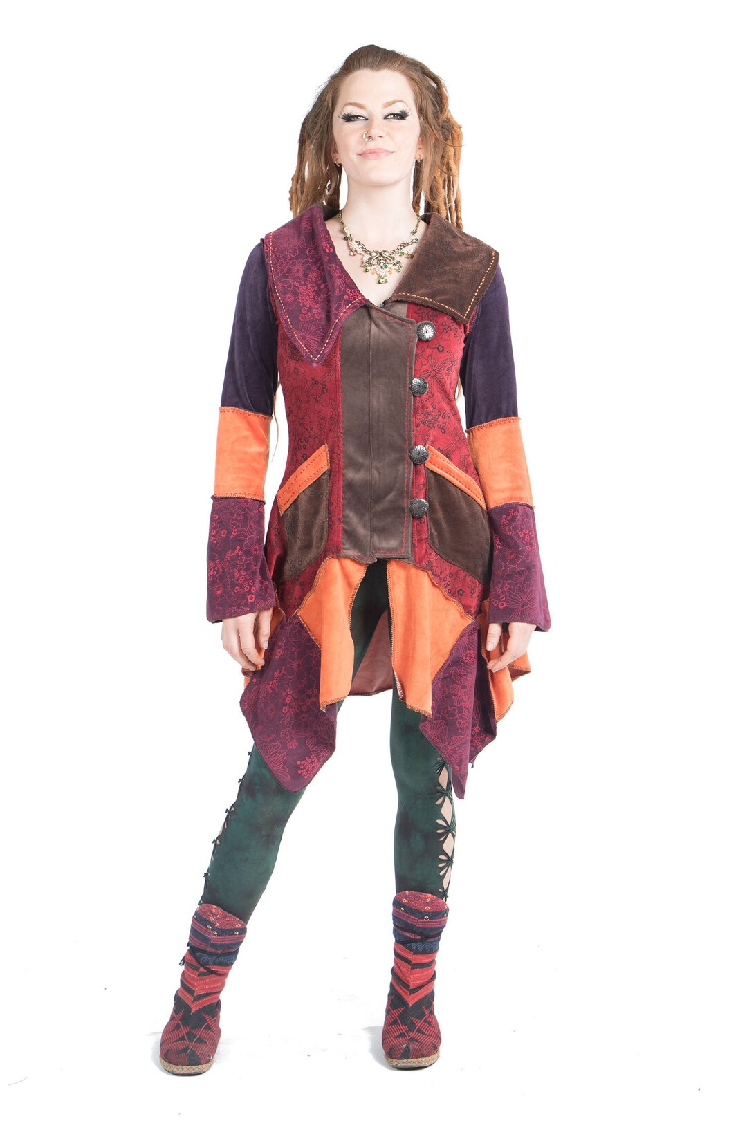 VELVET PATCHWORK JACKET, Woodland Fairy Jacket, Asymmetrical Bohemian ...