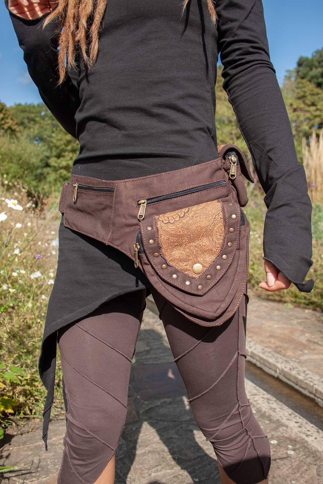 Festival Pocket Belt With Paisley Patten in Brown - Etsy