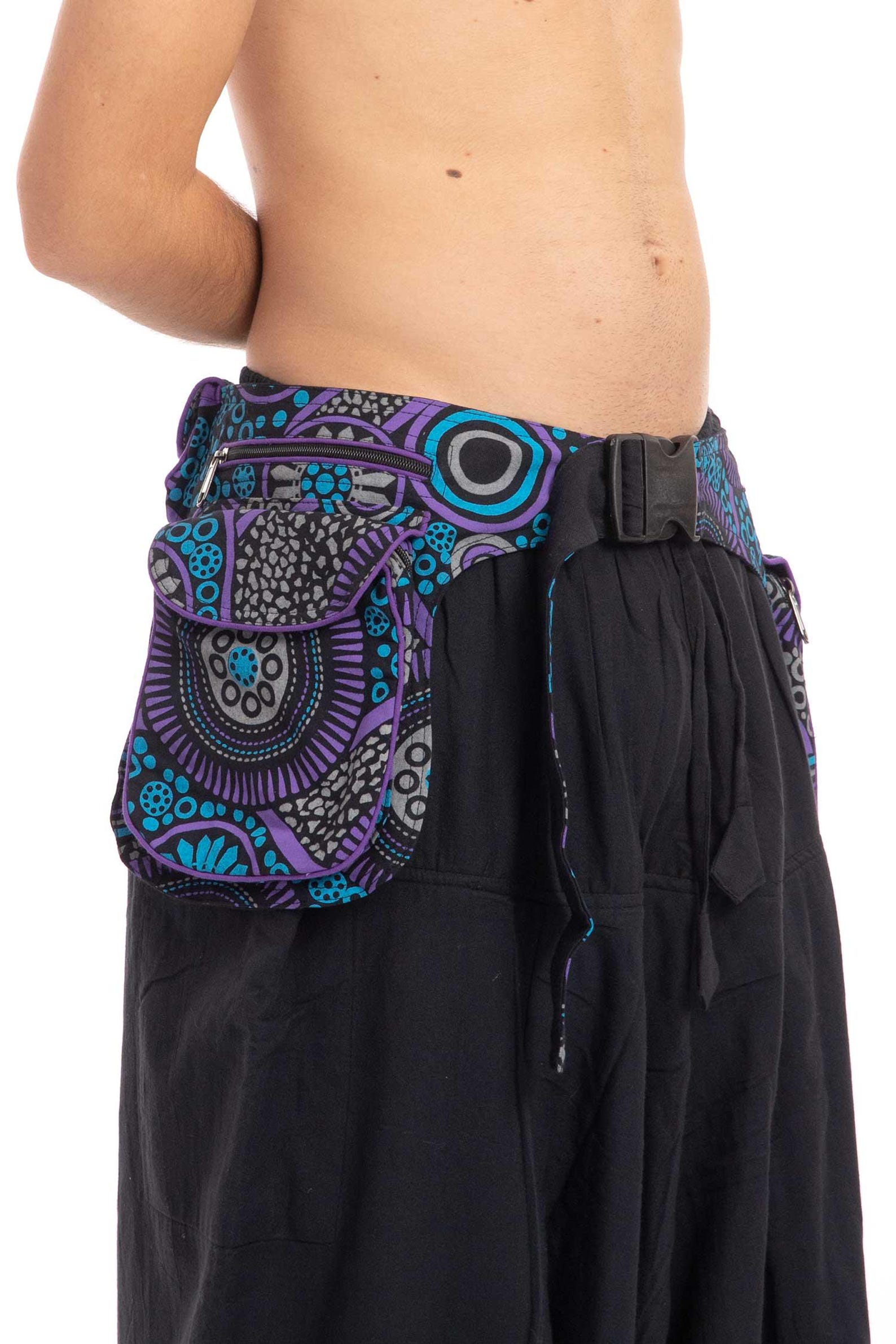 Geometric Print Double Festival Pocket Belt, Rave Techno Belt ...