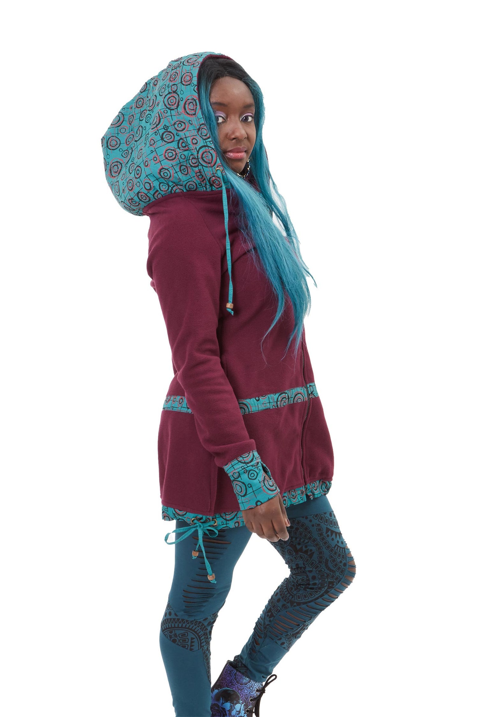 Fae Fleece Jacket in Maroon | Etsy UK