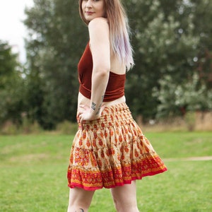Floaty Mini Skirt, Upcycled Sari Rara Skirt, Hippie Summer Miniskirt ...