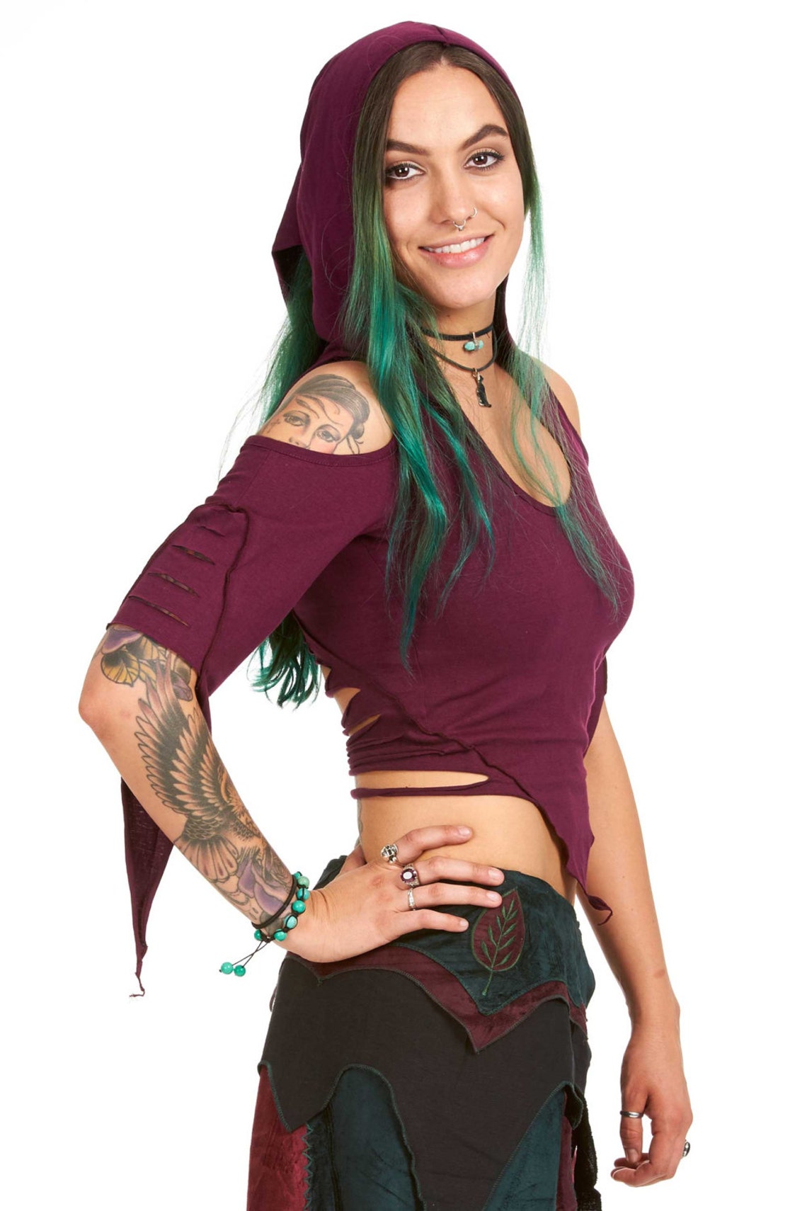 BURGUNDY PIXIE TOP Slashed Psy Pixie Top Psy Trance Top - Etsy UK