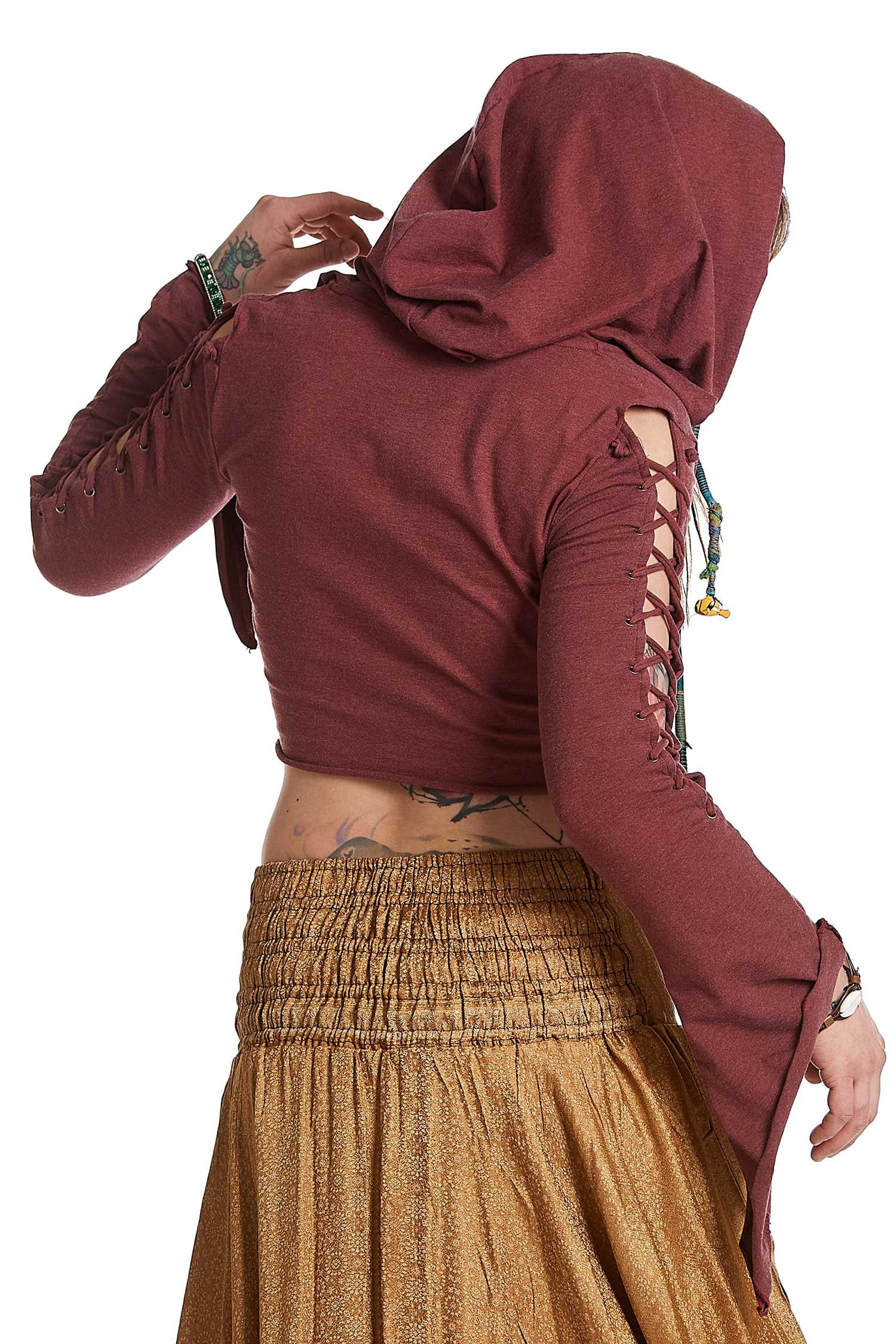 Hooded Psy Faerie Top in Earthy Red - Etsy UK