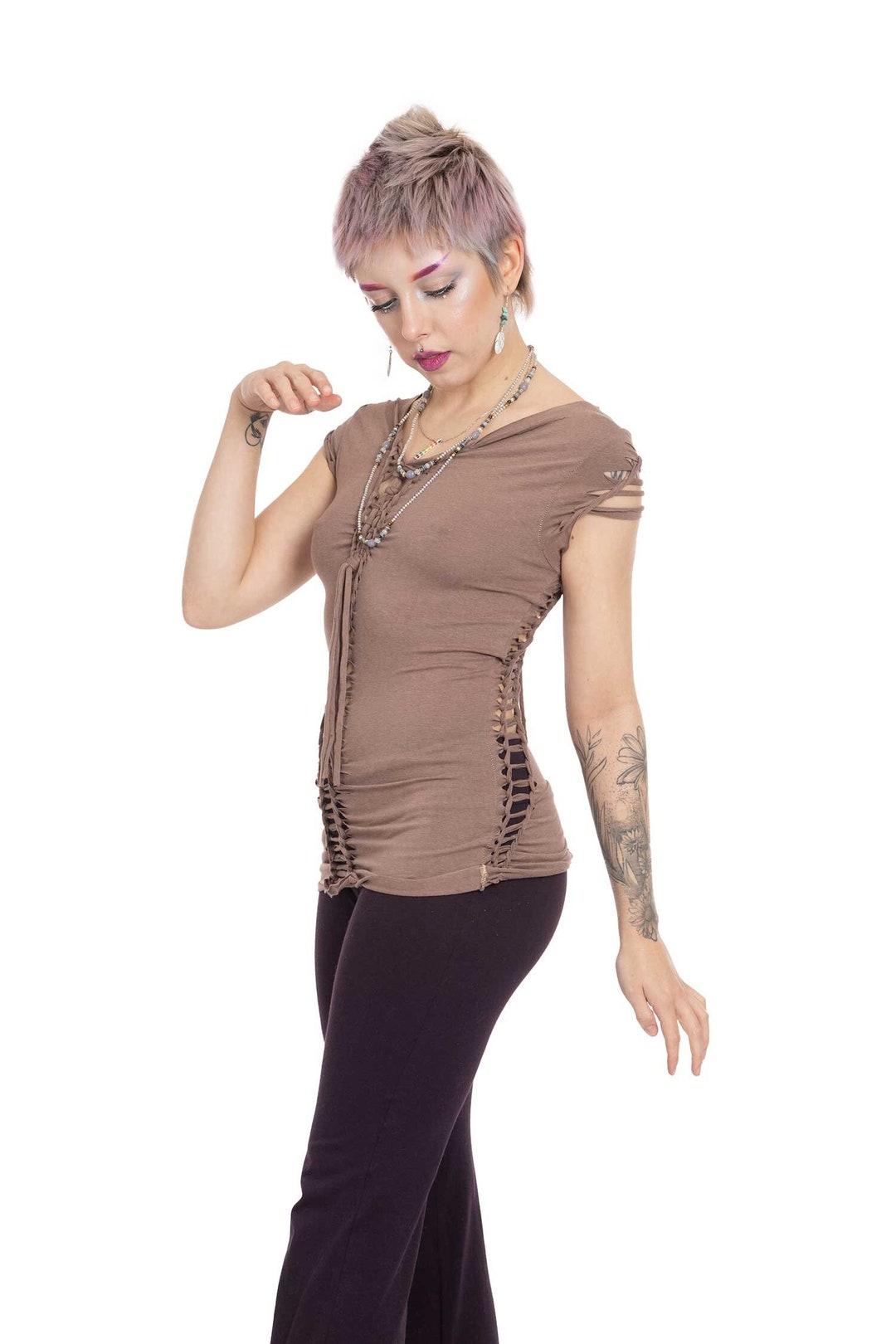 Braided Tribal Psy Top in Dusty Pink - Etsy