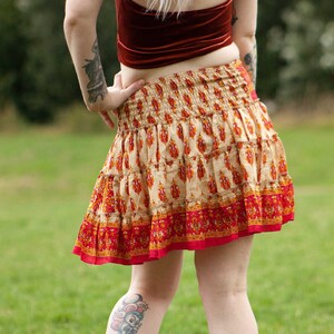 Floaty Mini Skirt, Upcycled Sari Rara Skirt, Hippie Summer Miniskirt ...
