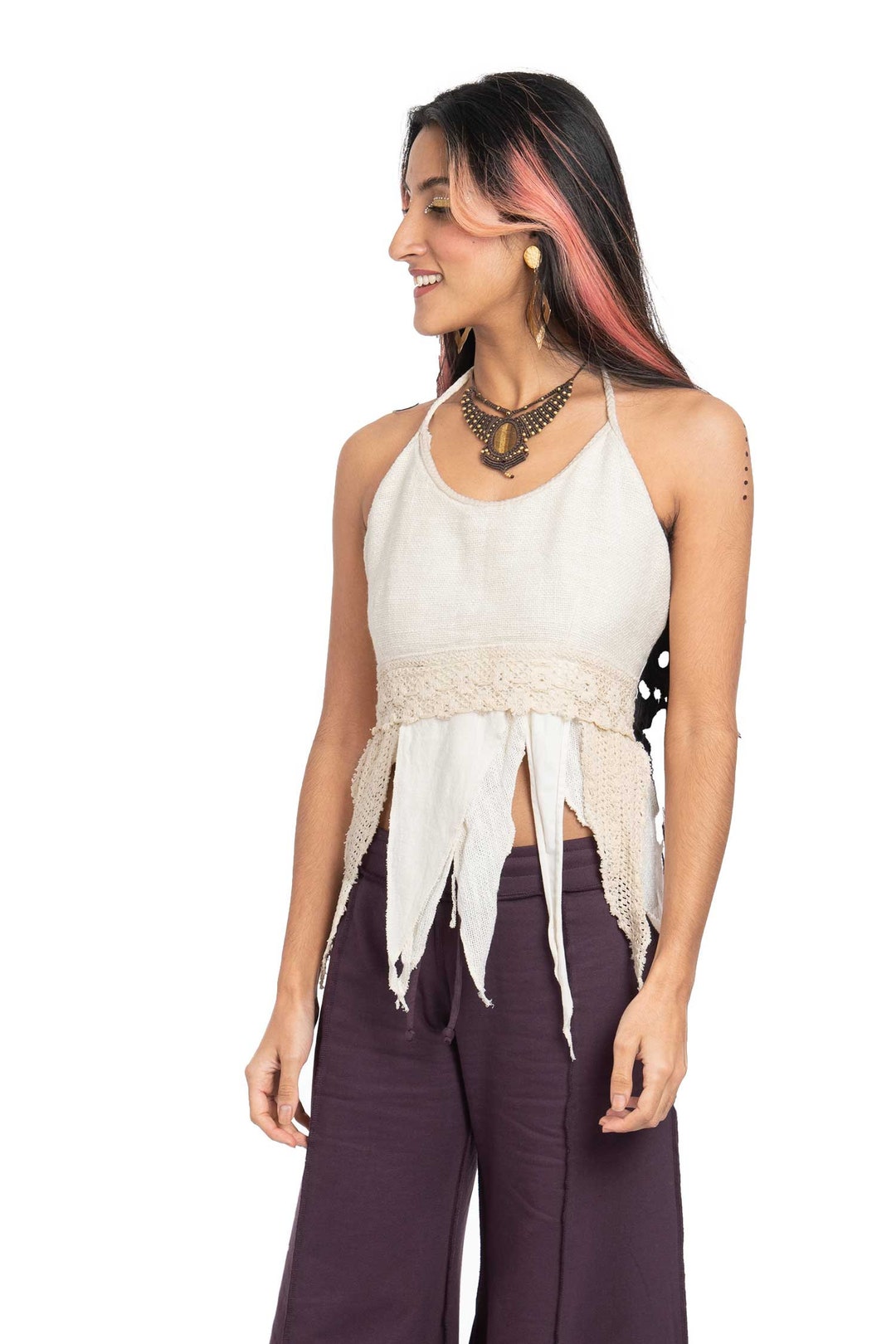 Backless Jute Faerie Top, Psy Trance Top, Goa Ethno Clothing - Etsy