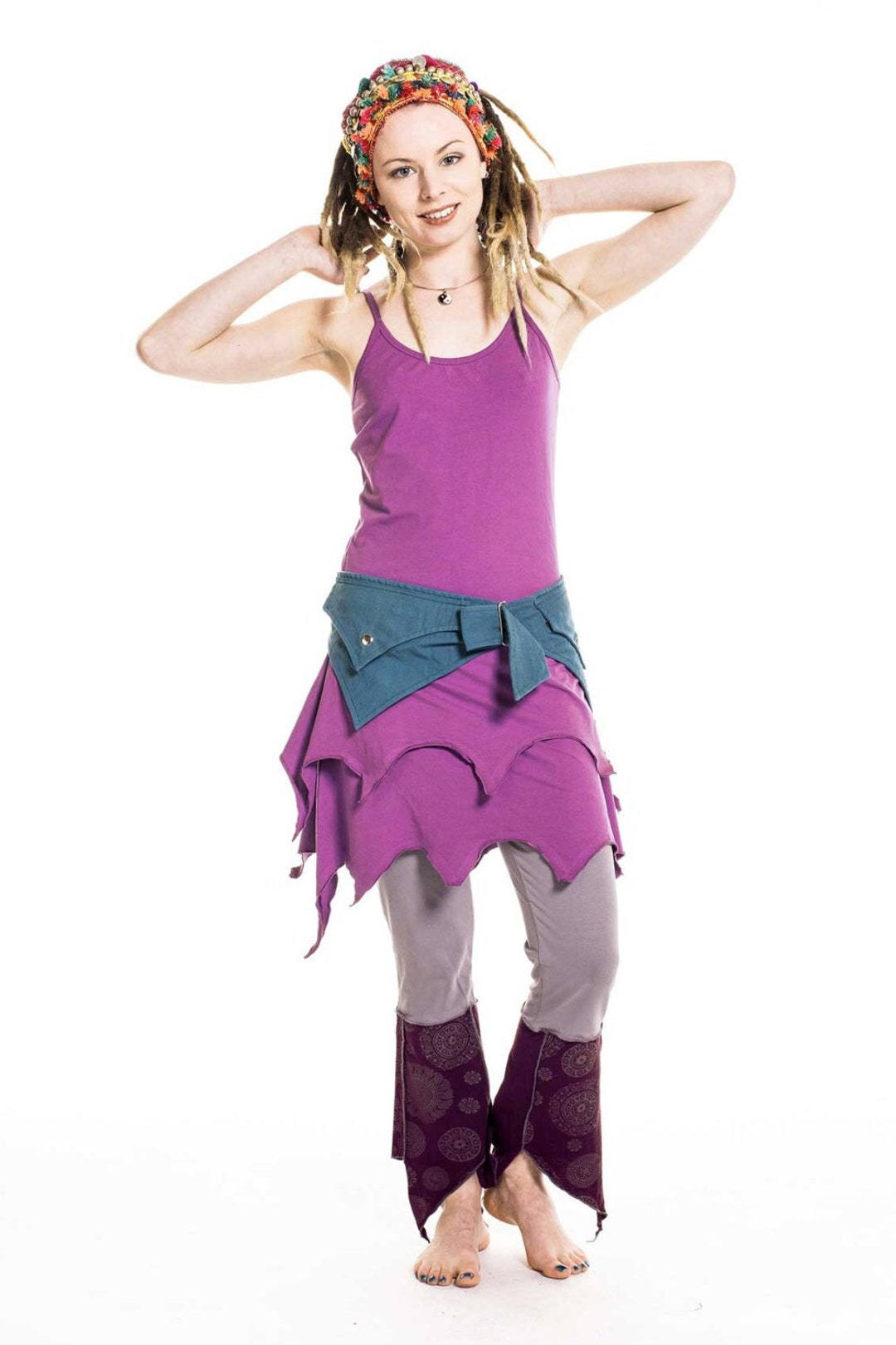 ORGANIC PIXIE DRESS, Purple Pixie Dress, Magenta Tatty Hem Fairy Dress ...