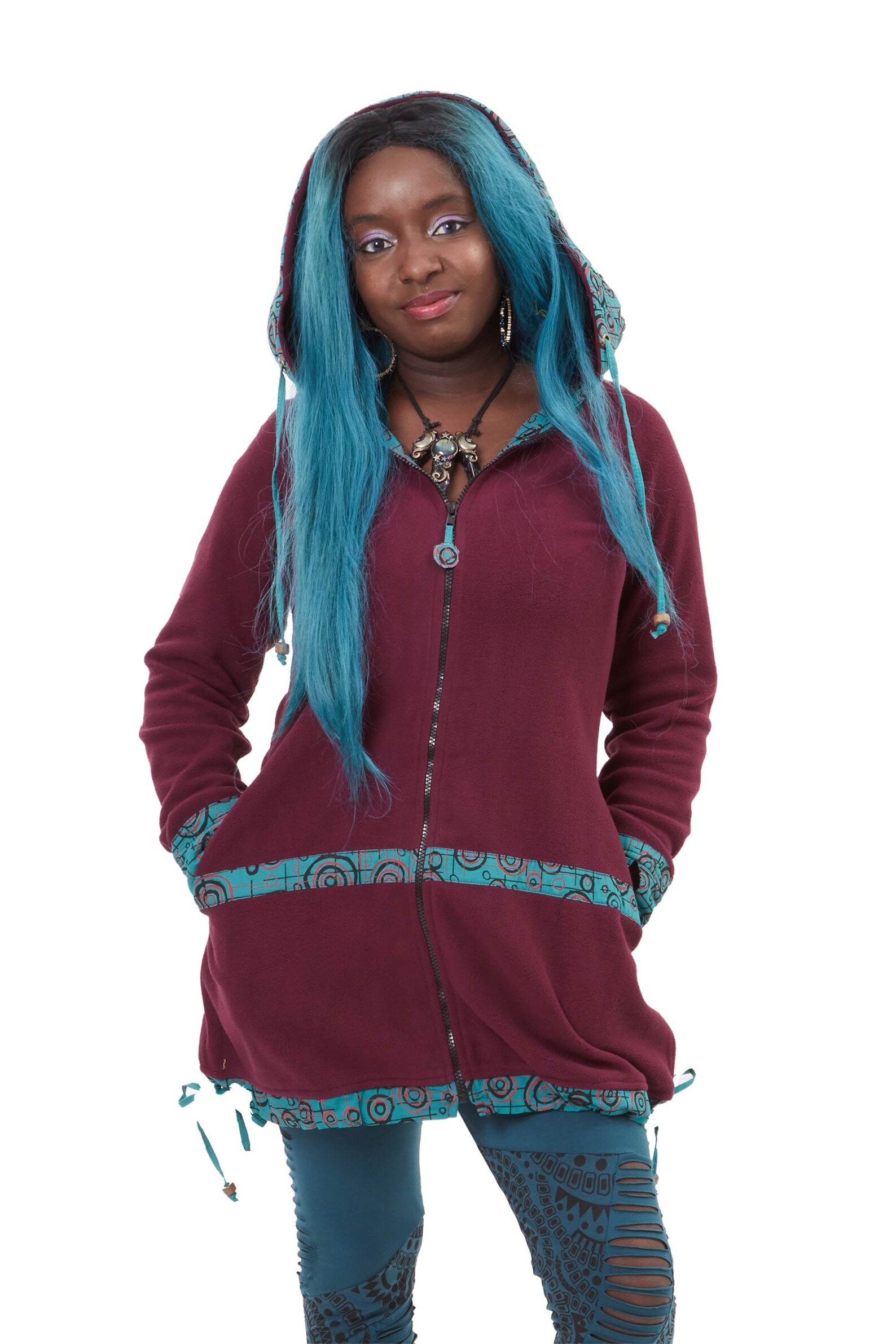 Fae Fleece Jacket in Maroon | Etsy UK