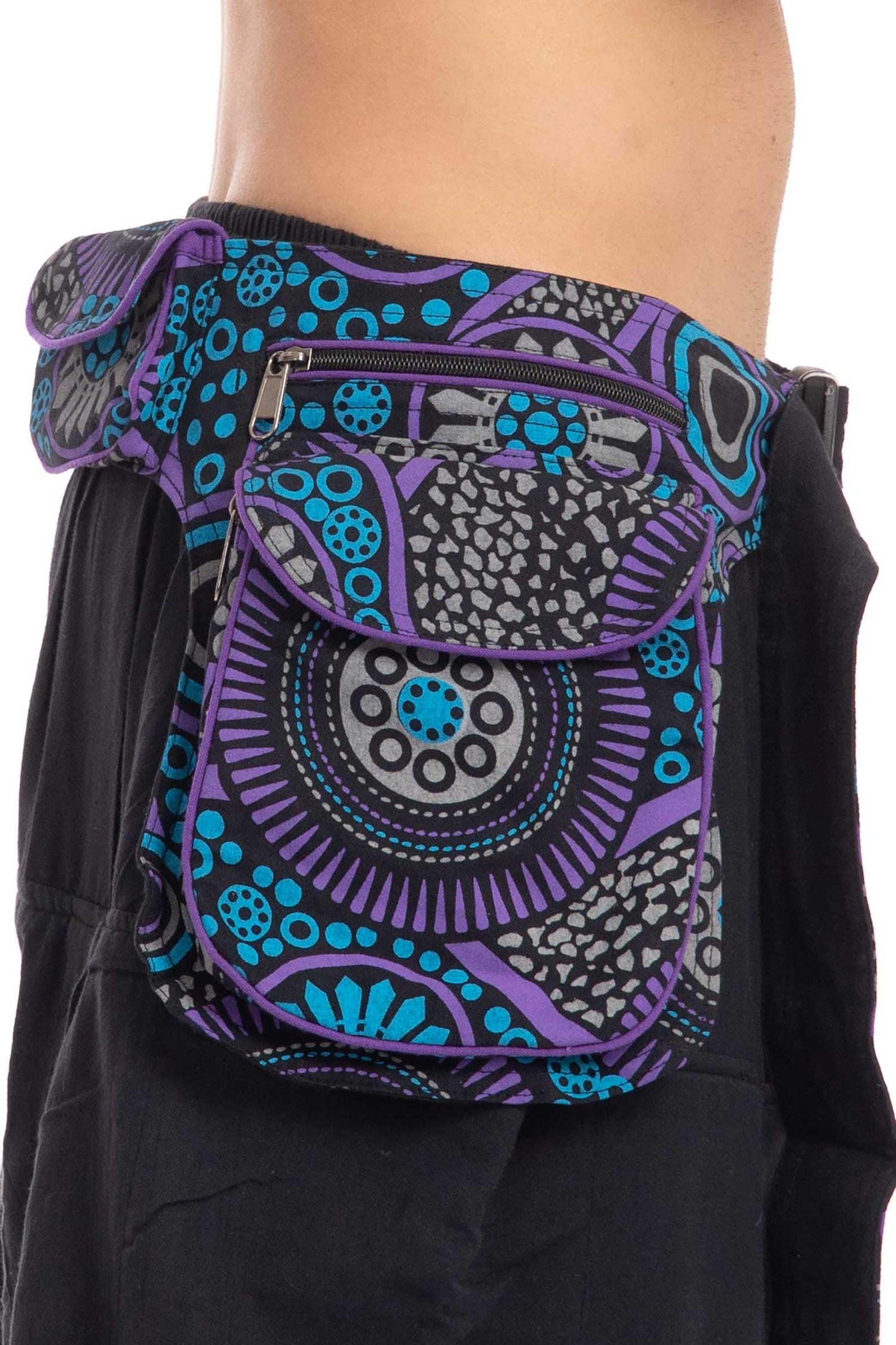 Geometric Print Double Festival Pocket Belt, Rave Techno Belt ...