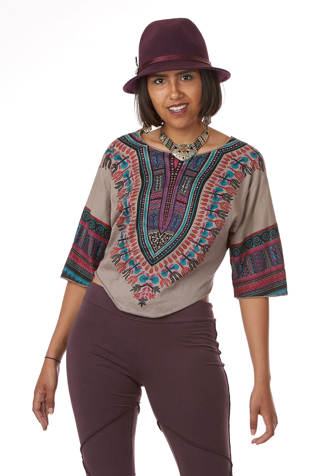 Dashiki Batwing Crop Top, Psy Trance Beach Top, African Blouse - Etsy